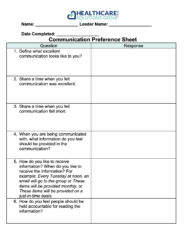 Communications Preference Worksheet | Healthcare Plus Solutions Group
